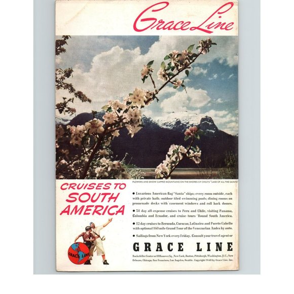 Grace Line | Art | 94 Grace Line Cruises To South America Vintage Print ...